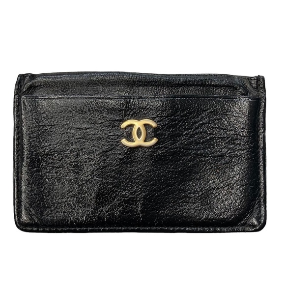 CHANEL | Bags | Authentic Chanel Black Lambskin Leather Timeless Card ...